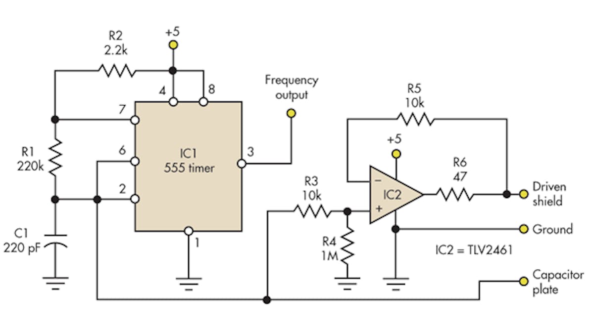 Driven Shield Enables Large-Area Capacitive Sensor | Electronic Design