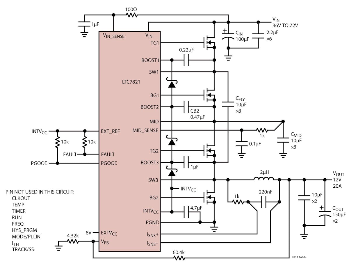 72V Hybrid DC/DC Reduces Intermediate Bus Converter Size by up to 50% ...