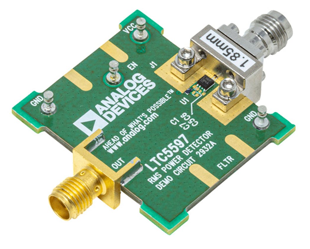 Linear-in-dB RMS Power Detector Spans 100 MHz to 70 GHz | Electronic Design