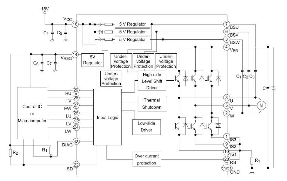 “Shrunken” Smart BLDC Motor Driver Includes 600-V IGBT Array ...
